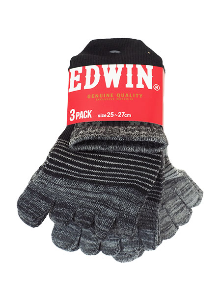 GUNZE(グンゼ)EDWIN(エドウィン)紳士5本指3PACKソックス 杢調ボーダー EWK021 の格安通販